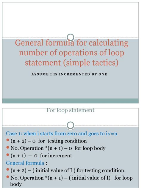 General Formula For Calculating Number Of Operations Of Loop Statement