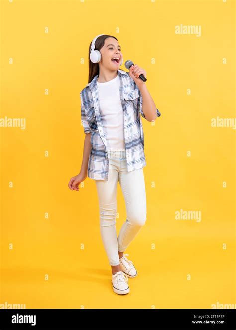 Music Lifestyle Sing A Music Song Young Singer Singing In Mic Teen Girl Having Fun At Karaoke