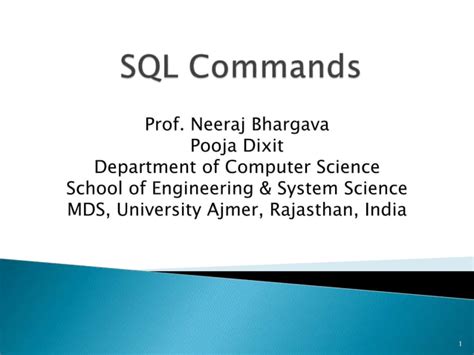 Sql Commands Pptx Databases Computer Software And Applications