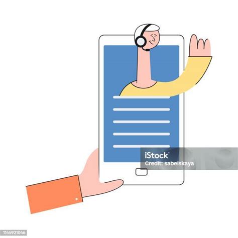 온라인 가상 어시스턴트의 벡터 일러스트 레이 션 클라이언트와 얘기 하 고 그를 돕는 가상현실에 대한 스톡 벡터 아트 및 기타 이미지 가상현실 가상현실 시뮬레이터 고객