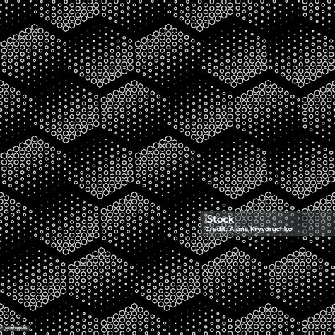 벡터 일러스트레이션 윤곽선 육각형의 질감 흑백 기하학적 이음새가 없는 패턴 모자이크 추상적 배경 육각형 반복 기하학적 다각형 텍스처 각도에 대한 스톡 벡터 아트 및 기타