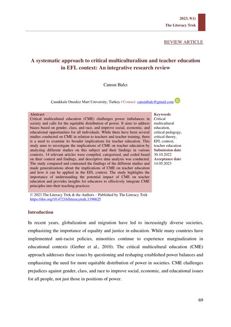Pdf A Systematic Approach To Critical Multiculturalism And Teacher Education In Efl Context