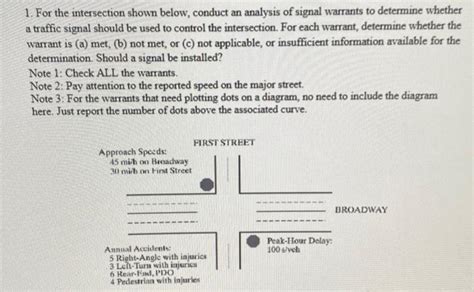1 For The Intersection Shown Below Conduct An