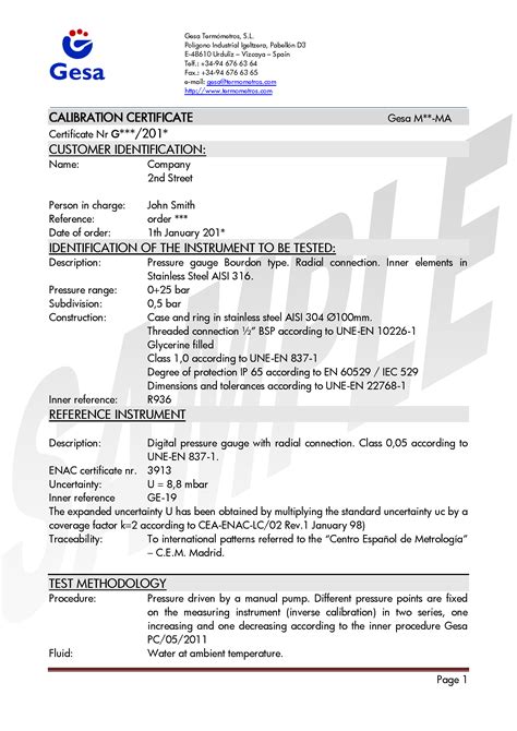 Calibration Certificate Template Pdf Pdf Template