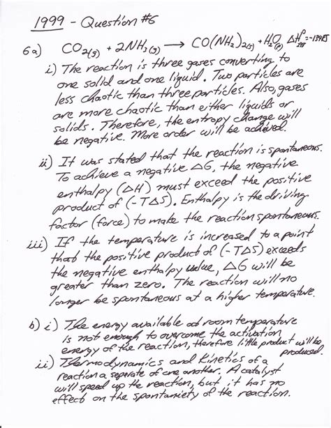 Heritage High Babe AP Chemistry AP Written Questions 1999 2003 And 2004