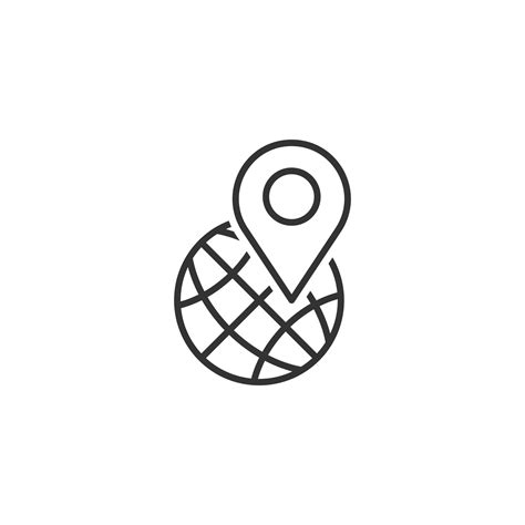 Global Navigation Icon In Flat Style Globe Pin Gps Vector Illustration
