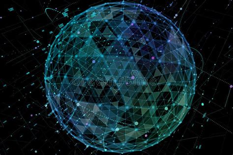 Abstract Sphere Shape Of Glowing Global Communication Global Network Connection Visualization