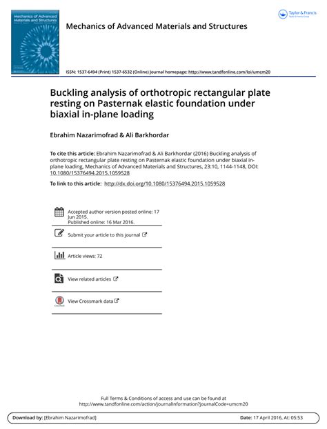 Pdf Buckling Analysis Of Orthotropic Rectangular Plate Resting On