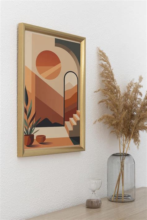 Modern Boho Sun And Archway Wall Art Warm Earth Tones Minimalist
