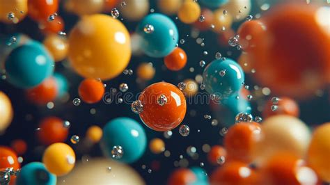 Vibrant Abstract Image Of Colorful Spheres And Bubbles In Liquid