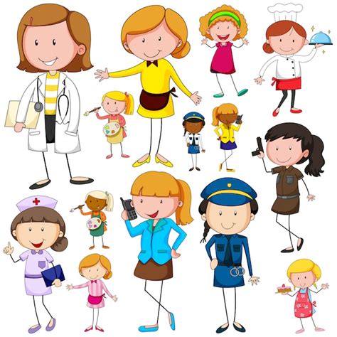 Free Vector Woman Doing Different Jobs