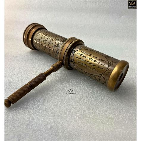 Handcrafted Antique Brass Kaleidoscope With Handle Vintage Style