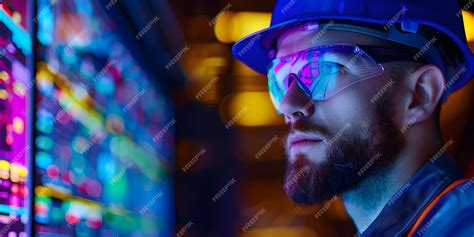 Engineer Using Advanced Software To Plan Mineral Extraction In Hightech Control Room Concept