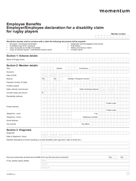 Fillable Online Employee Benefits Employeremployee Declaration For A