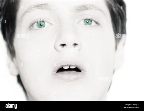 Teenage Boy S Face Close Up Stock Photo Alamy