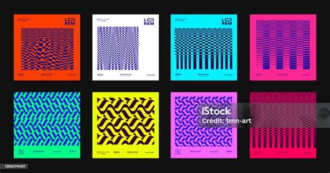 추상적 인 현대 패턴의 집합입니다 기하학적 미래 지향적 인 디자인의 컬렉션 시원한 밝은 포스터 미니멀 한 모자이크 배경 로고에 대한 스톡 벡터 아트 및 기타 이미지 Istock