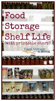 Food Storage Shelf Life Plus Printable Chart Food Storage And Survival Emergency Food
