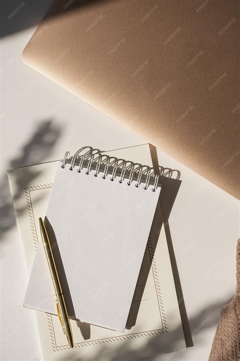Premium Photo Aesthetic Luxury Workspace Template Spiral Flip