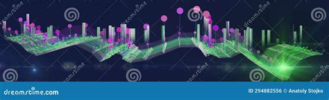 Abstract Background Color Graph From Color Circles And Light On Blue