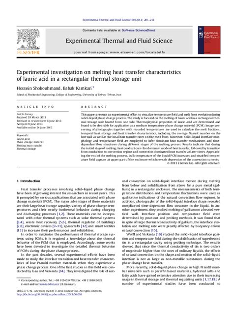 Pdf Experimental Investigation On Melting Heat Transfer Characteristics Of Lauric Acid In A
