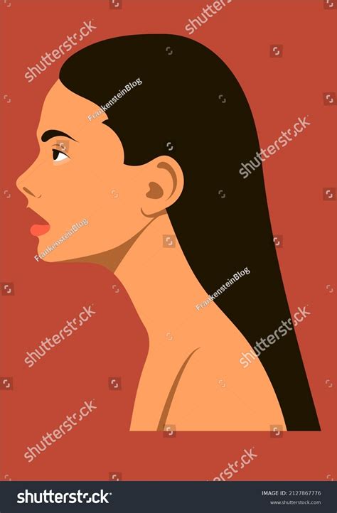 Profile Beautiful Girl Long Hair Avatar Stock Vector Royalty Free