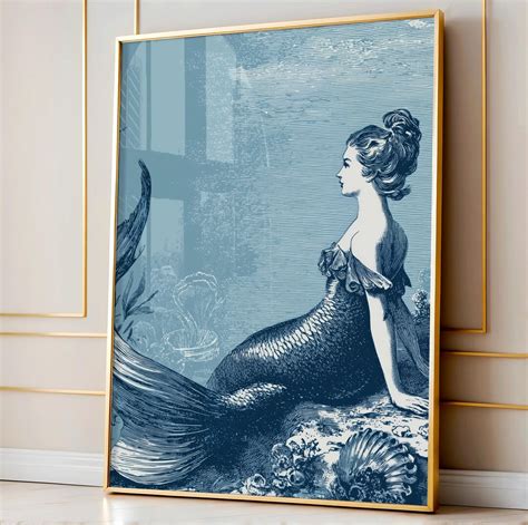 Vintage Mermaid Art Vintage Wall Art Coastal And Nautical Decor