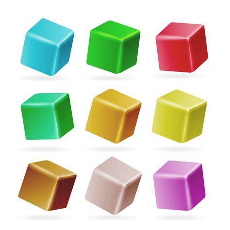 Colorful Cube 3d Set Vector Perspective Empty Models Of A Cube