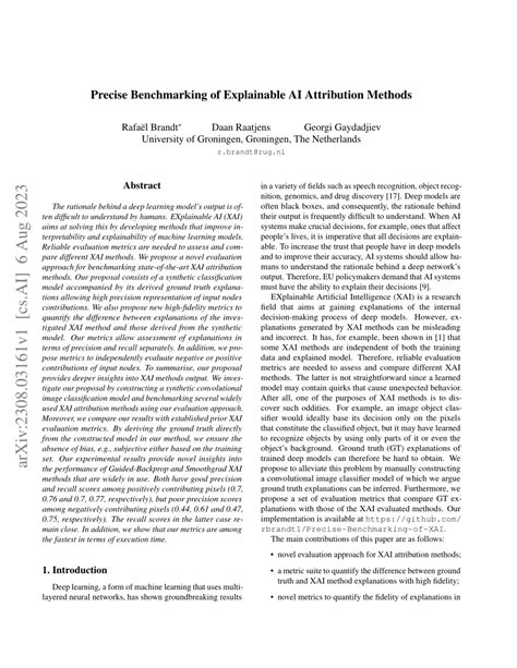Pdf Precise Benchmarking Of Explainable Ai Attribution Methods