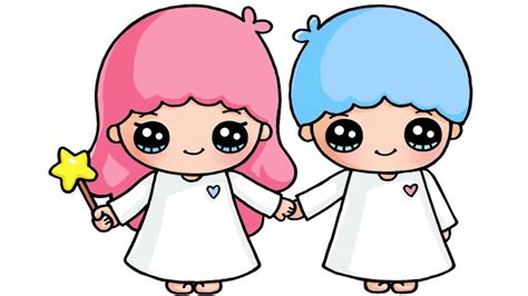 How To Draw Babe Twin Stars Sanrio Chibi Couple Drawing