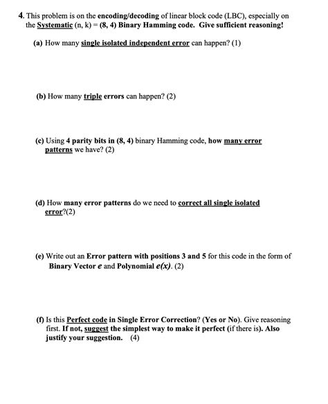4 This Problem Is On The Encoding Decoding Of Linear Chegg Com