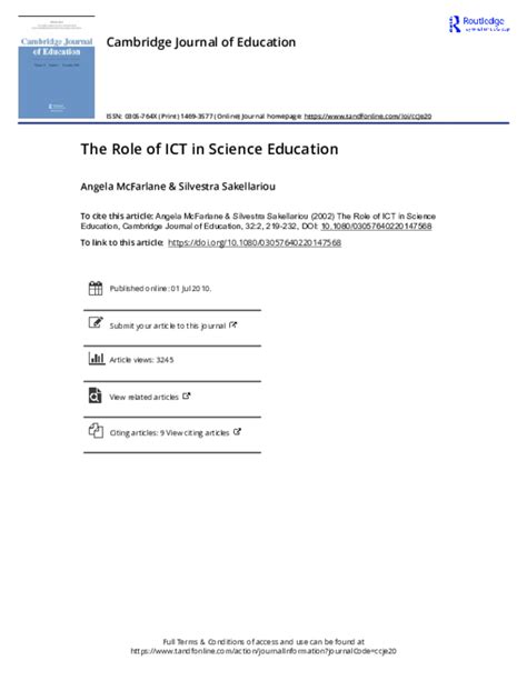 Pdf The Role Of Ict In Science Education