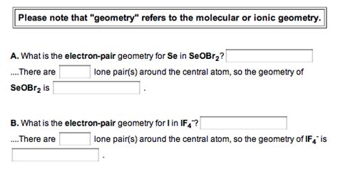 Solved Please Note That Geometry Refers To The Molecular Chegg Com