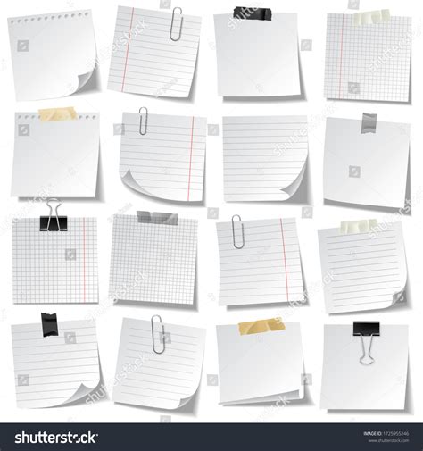Realistic Lined Sticky Notes Clip Binder Stock Vector Royalty Free 1725955246 Shutterstock