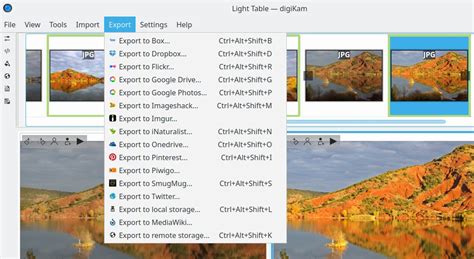Light Table Menu — Digikam Manual 910 Documentation