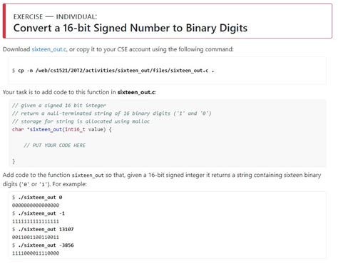 Exercise Individual Convert A 16 Bit Signed Number