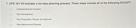 Solved Cpg 101 ﻿v2 ﻿includes A Six Step Planning Process