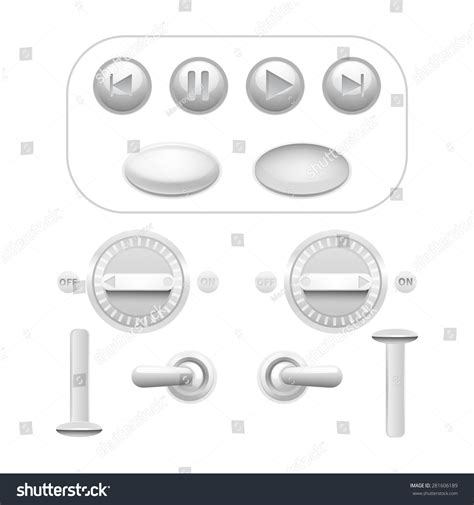 Realistic Analog Button Trigger Set White Stock Vector Royalty Free