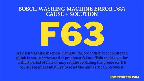 Bosch Washing Machine Error F63 Cause Solution