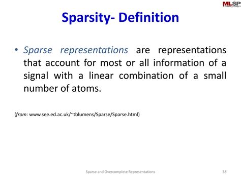 ppt machine learning for signal processing sparse and overcomplete