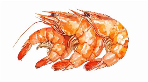 Boiled Shrimp Isolated On White Background With Hand Premium Ai