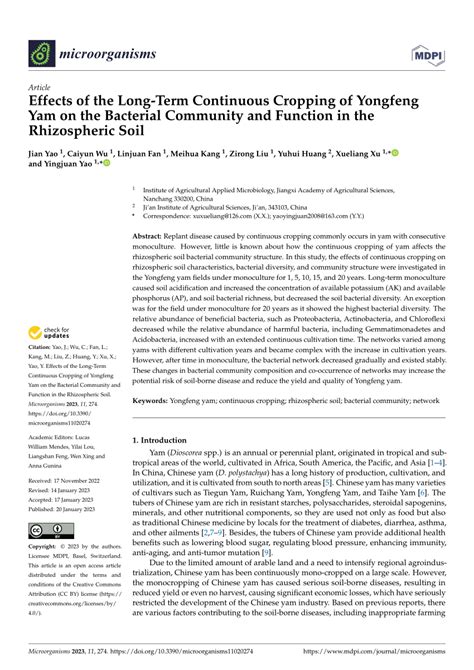 (PDF) Effects of the Long-Term Continuous Cropping of Yongfeng Yam on the Bacterial Community ...