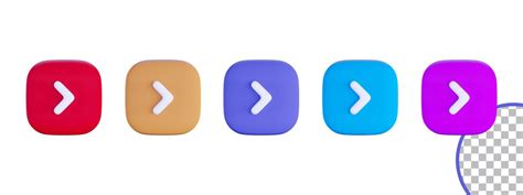 Premium Psd 3d Rendering Arrow Next Icon Button Squircle Shape Collection
