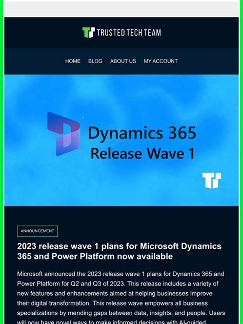 Trusted Tech Team Microsoft Announced The 2023 Release Wave 1 Plans For Dynamics 365 And Power