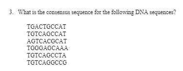 Solved What Is The Consensus Sequence For The Following Chegg Com