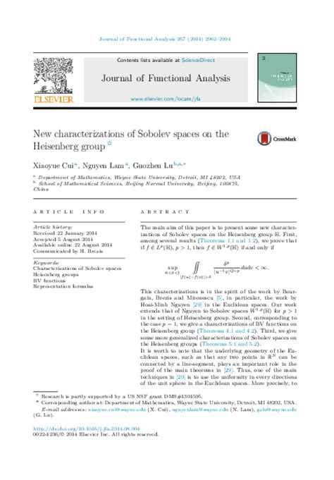 Pdf New Characterizations Of Sobolev Spaces On The Heisenberg Group