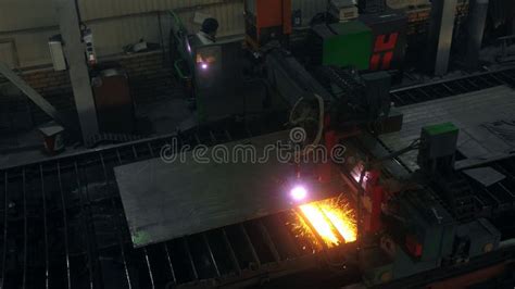 Laser Cutting Of Metal At The Factory Stock Footage Video Of Sparks
