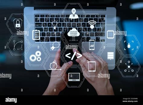 coding software developer work with augmented reality dashboard