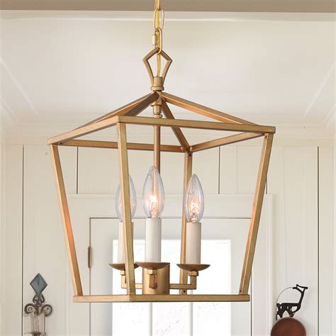 Everly Quinn Lantern Pendant Lighting Vintage Brass Gold Foil Lantern