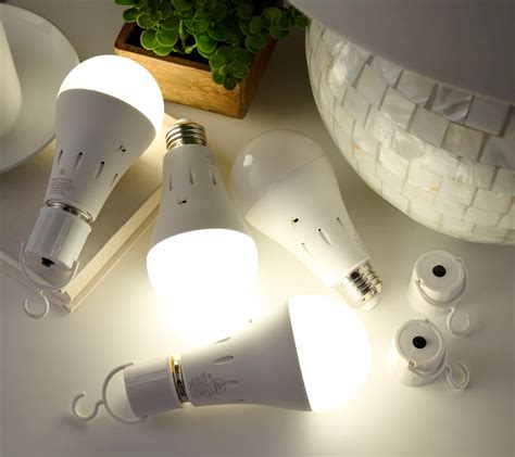 BrightLiving Set Of 4 Multi Socket Battery Backup LED Bulb QVC