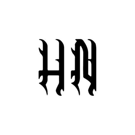 hn 모노그램 로고 디자인 글자 텍스트 이름 기호 모노크롬 로고 타입 알파 문자 간단한 로고 프리미엄 벡터